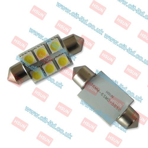 C5W 6 LED Bulb SMD-5050 (36MM/39MM) BLUE BLUE | Car LED Bulbs \ Festoon ...