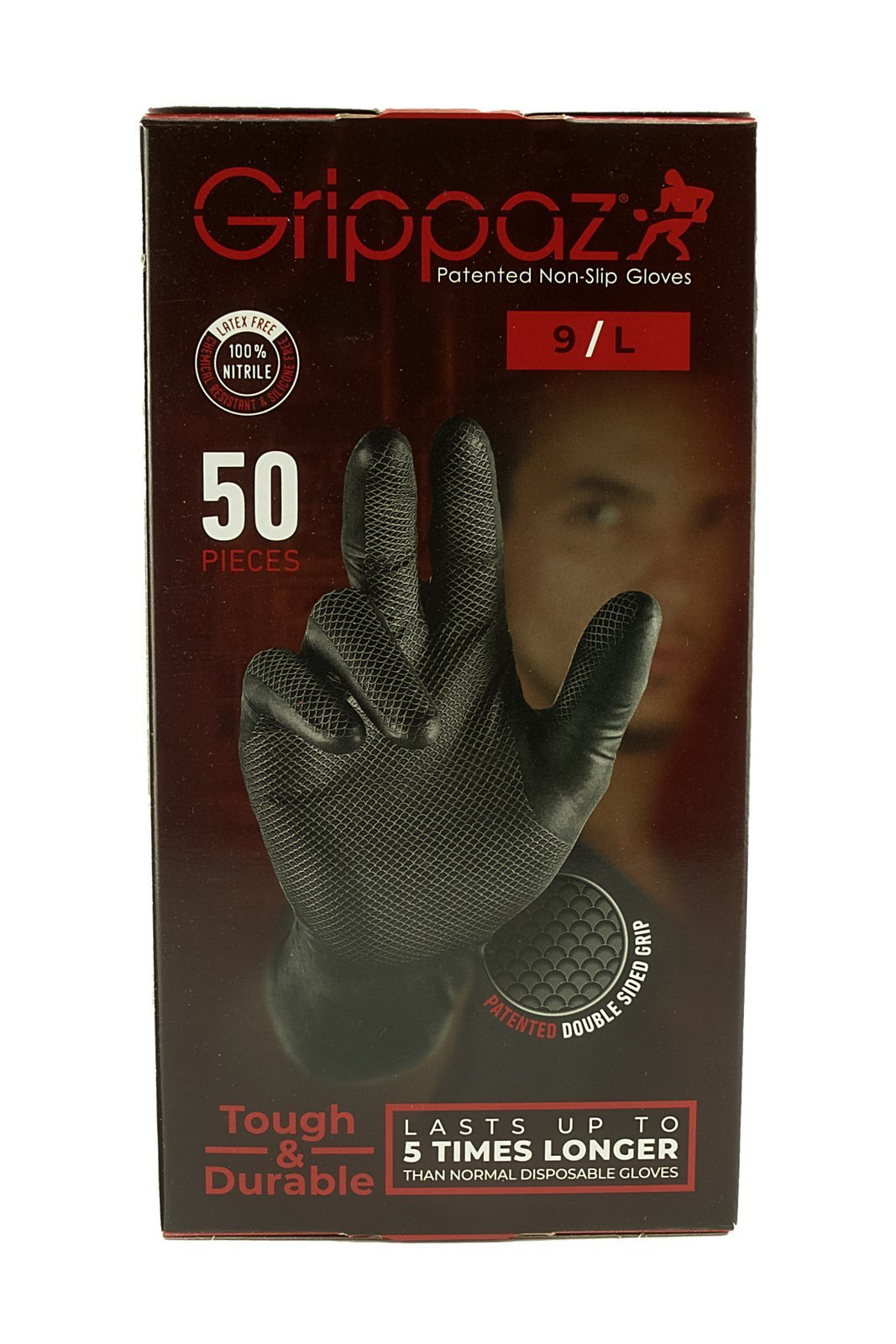 Grippaz 246 Disposable Nitrile Gloves size L Powder-Free BLACK L ...