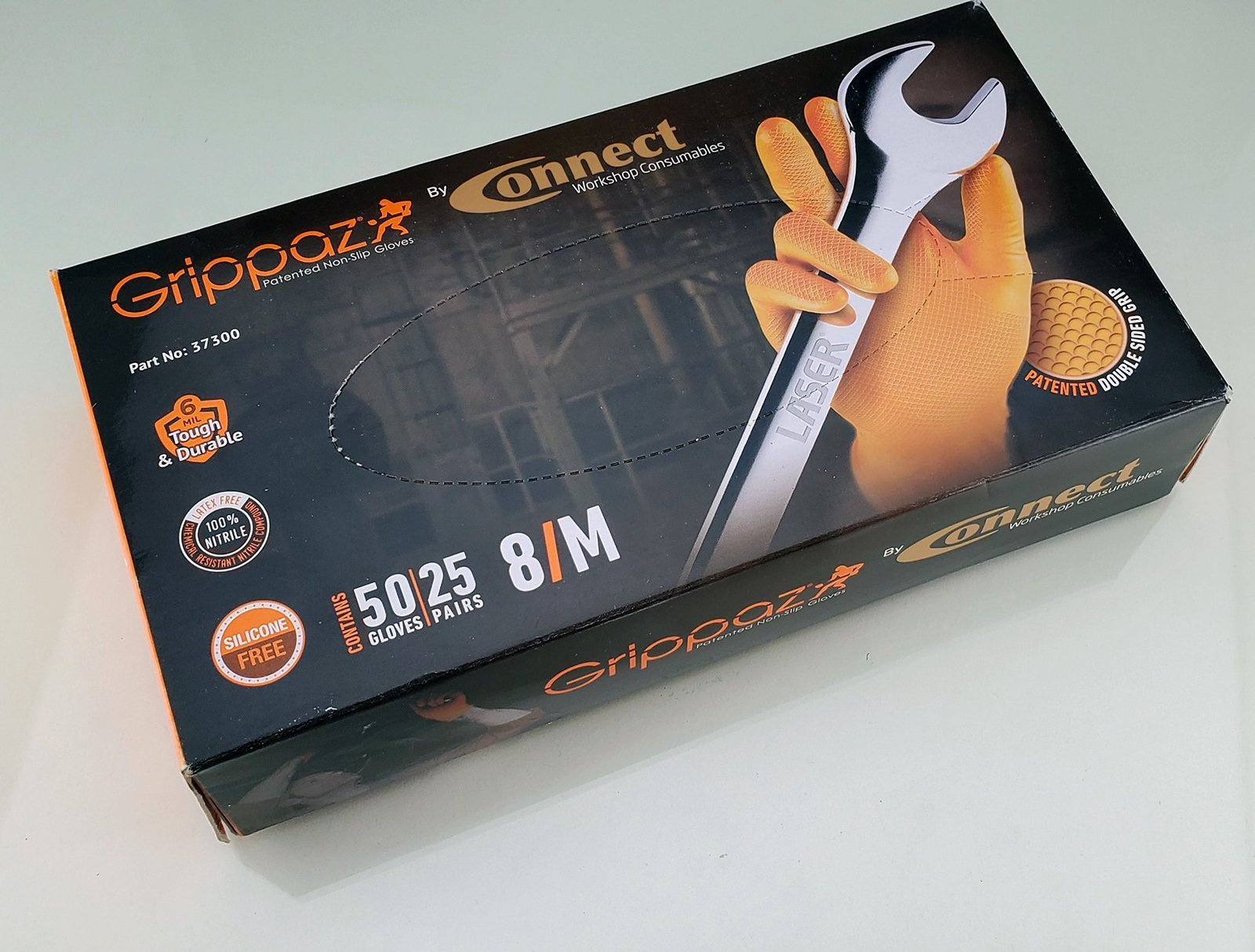 Grippaz 246 Disposable Nitrile Gloves size M 8 Powder-Free ORANGE M ...