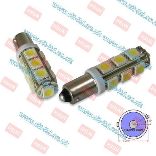 H6W/BAX9s 13 LED Bulb SMD-5050 WHITE | Car LED Bulbs \ T4W (BA9s) H6W ...