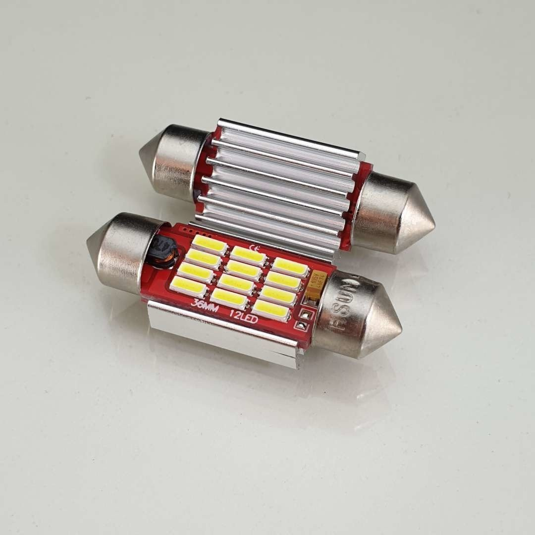 HQ Automotive 2x Car LED Bulb 12x SMD-4014 C5W 36mm 12V CanBus WHITE ...