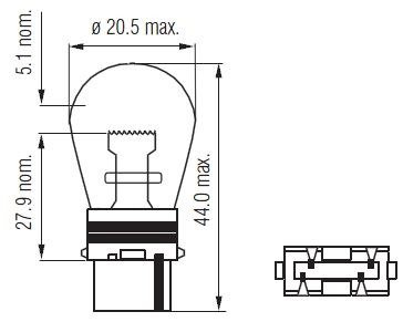P27W 3156 180 W2.5x16d 12V 27W SILVER CHROME MIRROR RED Stop/Tail Car ...