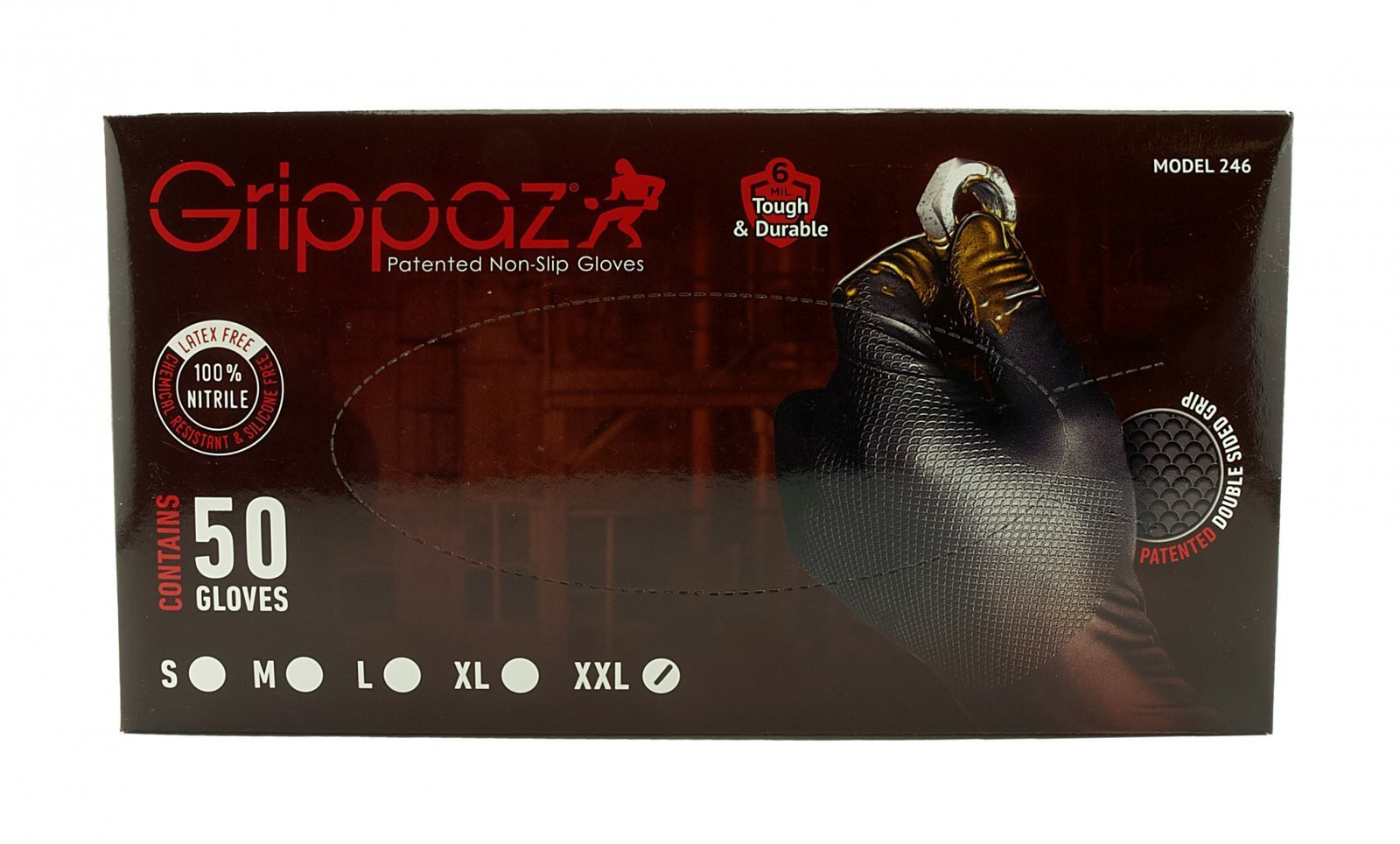 Grippaz 246 Disposable Nitrile Gloves size XXL Powder-Free BLACK XXL