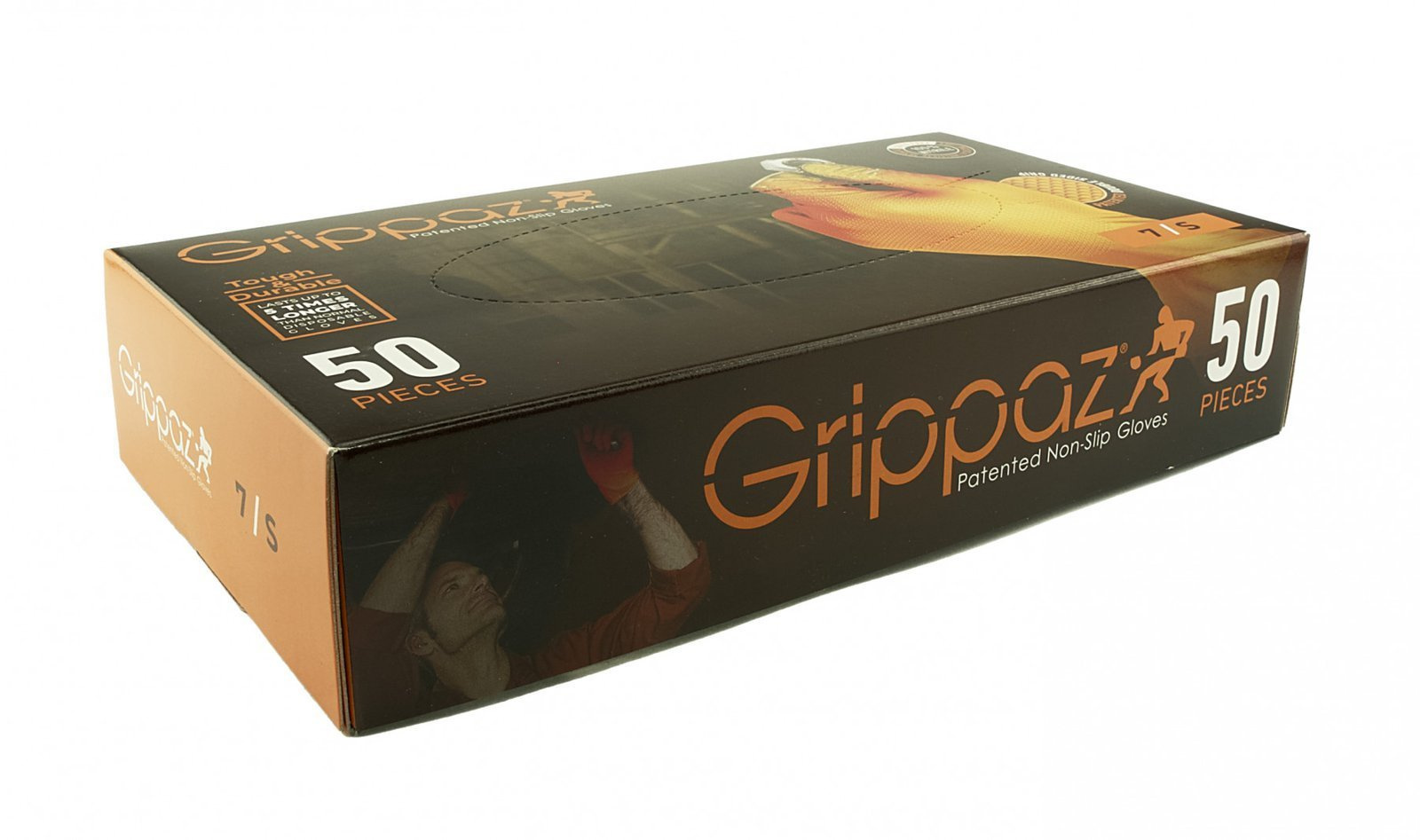 Grippaz 246 Disposable Nitrile Gloves size S Powder-Free ORANGE S
