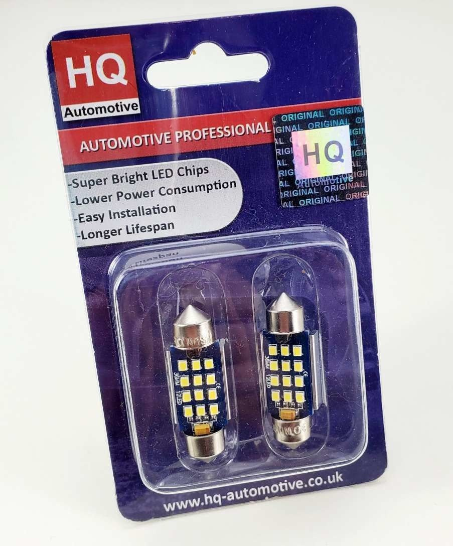 2x HQ Automotive Car LED Bulb 12V 24V 239 242 C5W 36mm CanBus WHITE ...